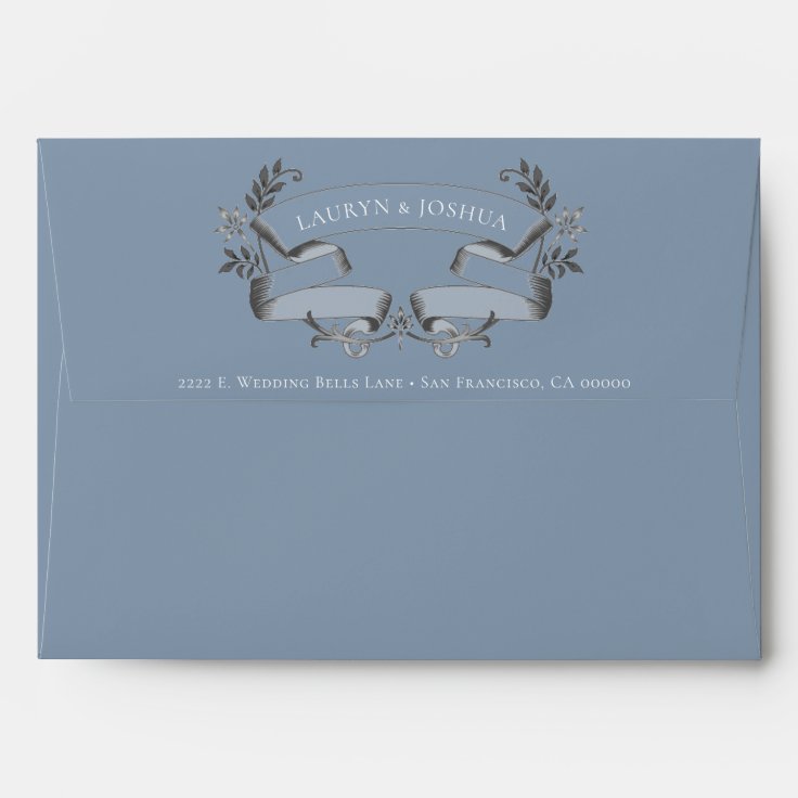 Elegant Dusty Blue Wedding Envelope | Zazzle