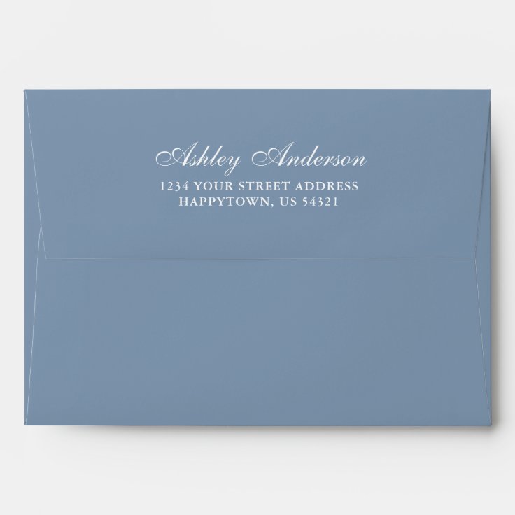 Elegant Dusty Blue Wedding Envelope | Zazzle