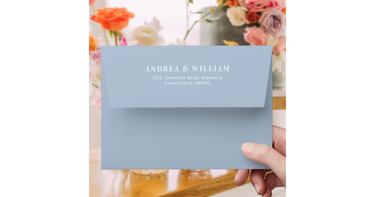 Elegant Dusty Blue Wedding Envelope | Zazzle