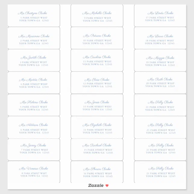 Elegant Dusty Blue Wedding Guest Address Labels | Zazzle