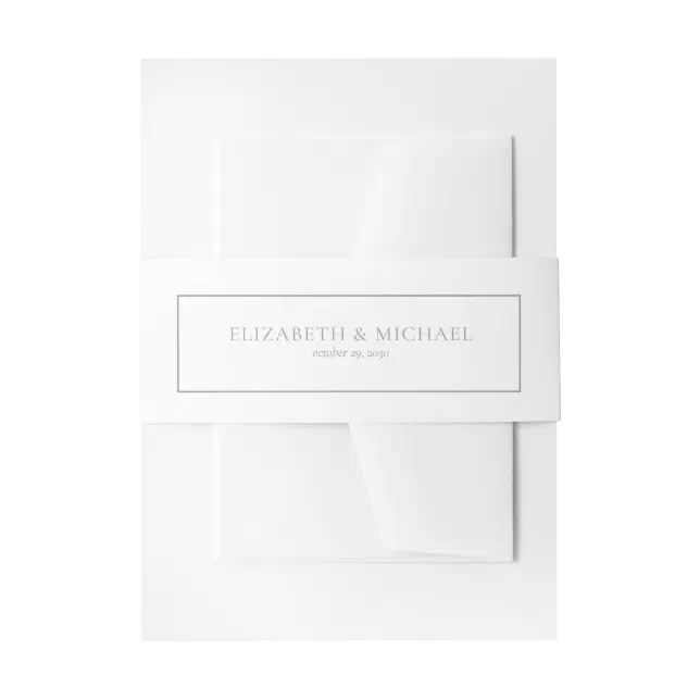 Elegant Dusty Blue Wedding Invitation Belly Band | Zazzle