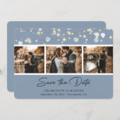 Elegant Dusty Blue Wedding Photo Save The Date | Zazzle