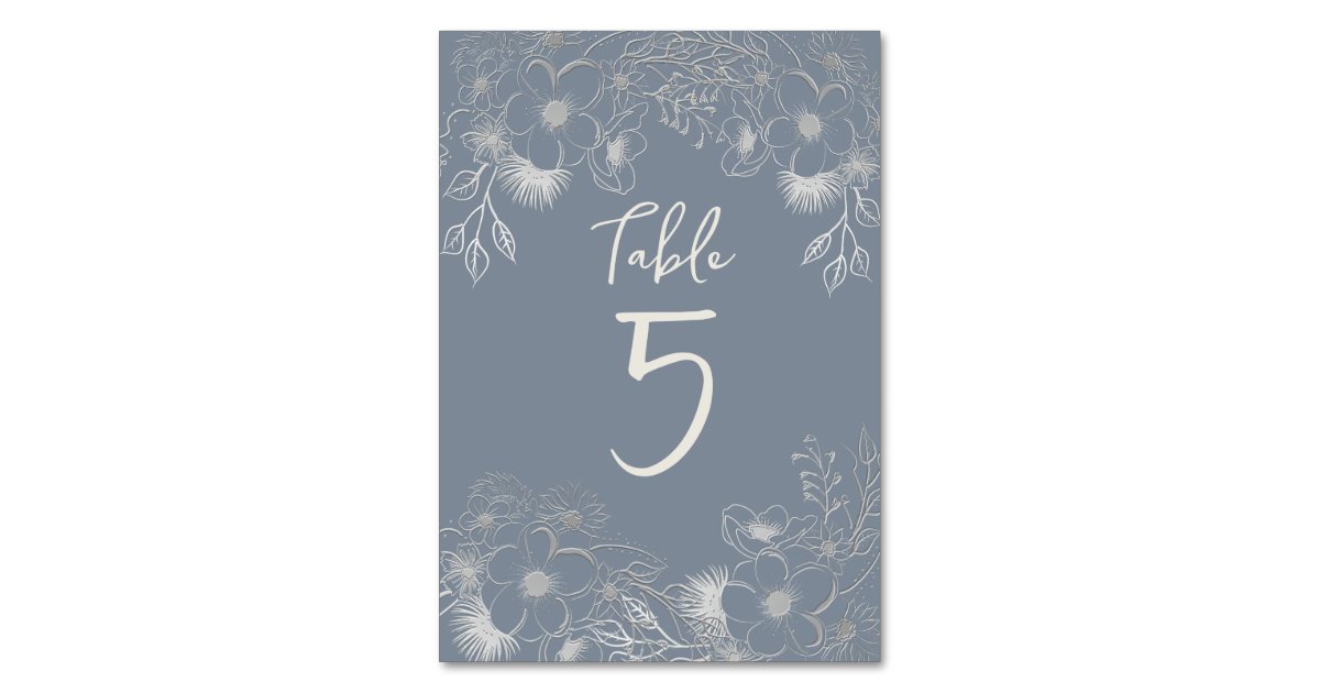 Elegant Dusty Blue Wedding Table Number | Zazzle