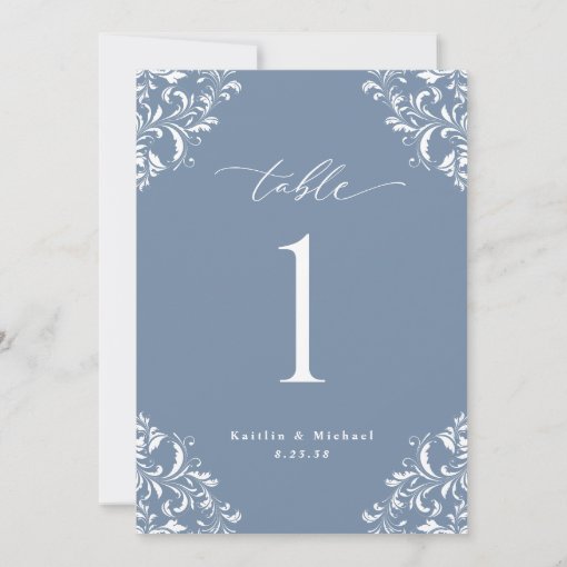 Elegant Dusty Blue Wedding Table Numbers Cards | Zazzle
