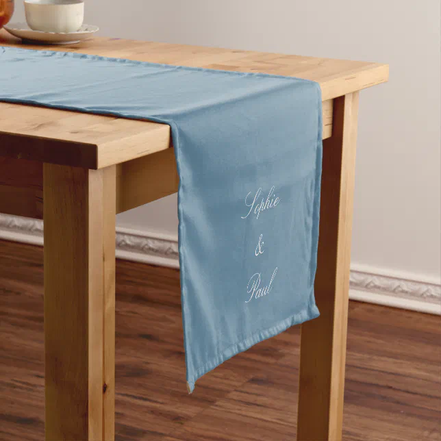 Elegant Dusty Blue Wedding Table Runner | Zazzle