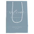 Elegant Dusty Blue Wedding Welcome Gift Bags | Zazzle