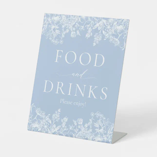 Elegant Dusty Blue Wilfloral Food and Drinks Sign | Zazzle