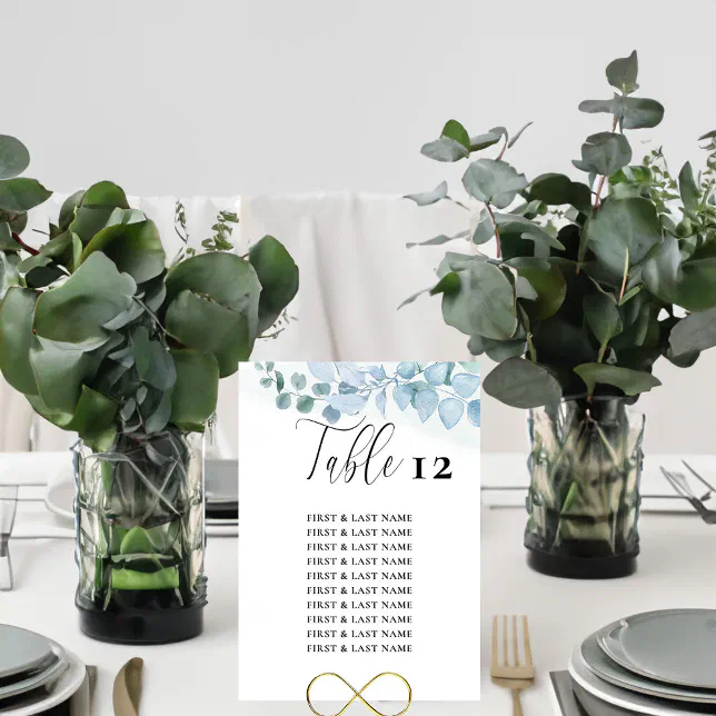 Elegant Dusty Eucalyptus Table Seating Card | Zazzle