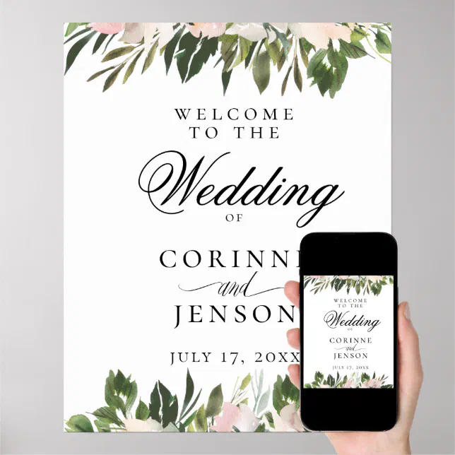 Elegant Dusty Mauve Botanical Wedding Welcome Poster | Zazzle