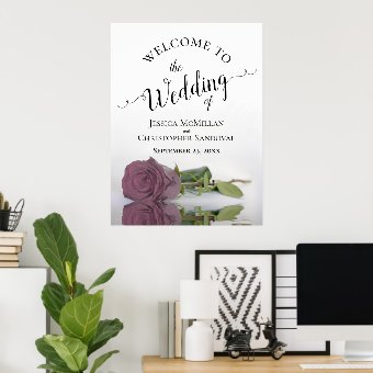 Elegant Dusty Mauve Pink Rose Chic Wedding Welcome Poster | Zazzle