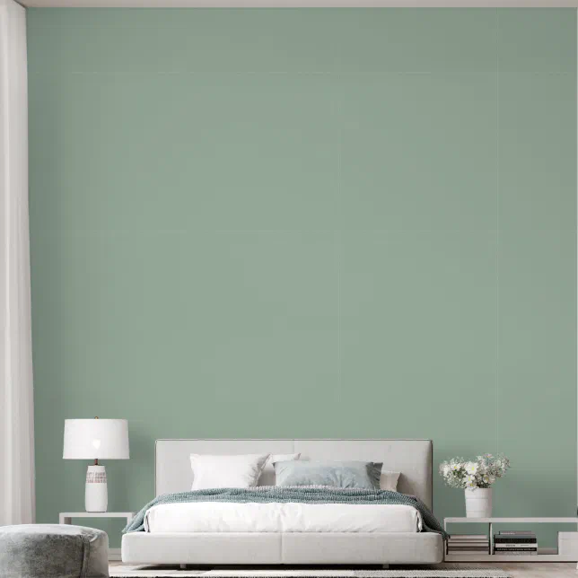 Elegant Dusty Olive Green Solid Color Bedroom Wallpaper | Zazzle