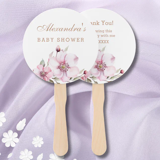 Elegant Dusty Pink Roses Baby Shower Hand Fan | Zazzle