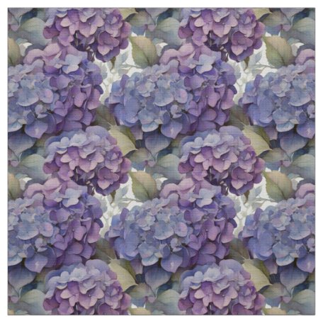 Elegant Floral Blue Purple Hydrangea Pattern Fabric | Zazzle