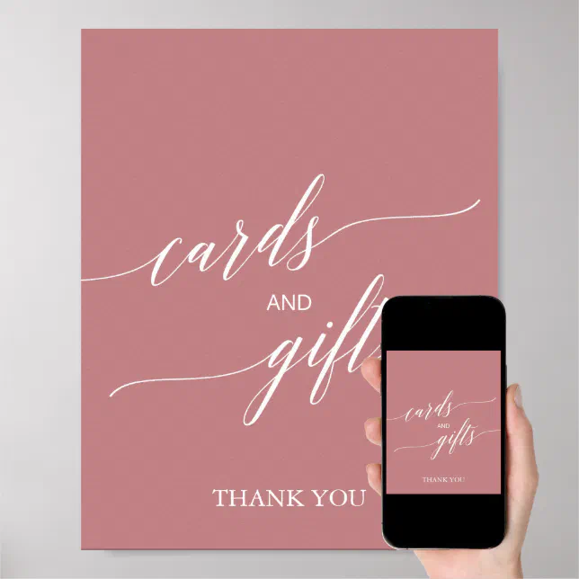 Elegant Dusty Rose Calligraphy Cards & Gifts Sign | Zazzle