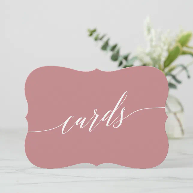 Elegant Dusty Rose Calligraphy Cards Sign | Zazzle