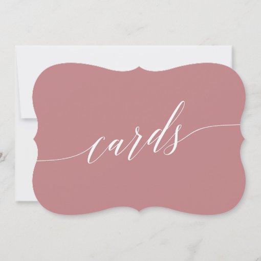 Elegant Dusty Rose Calligraphy Cards Sign | Zazzle