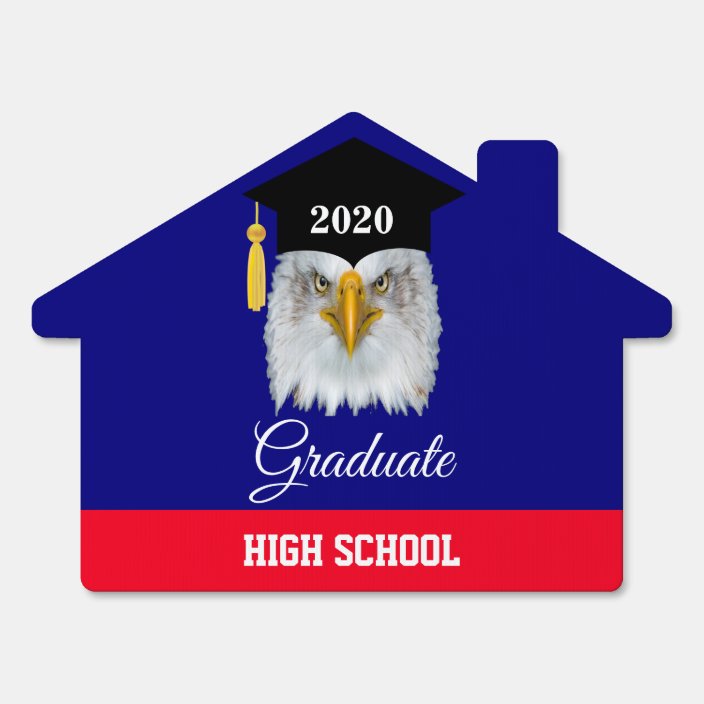 Elegant eagle graduation on blue and red sign | Zazzle.com