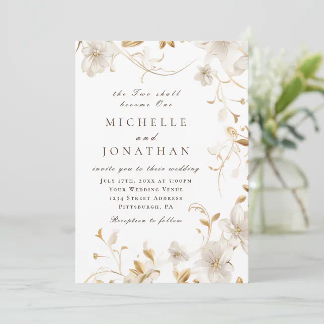 Elegant Earth Tones Floral Christian Bible Verse Invitation | Zazzle