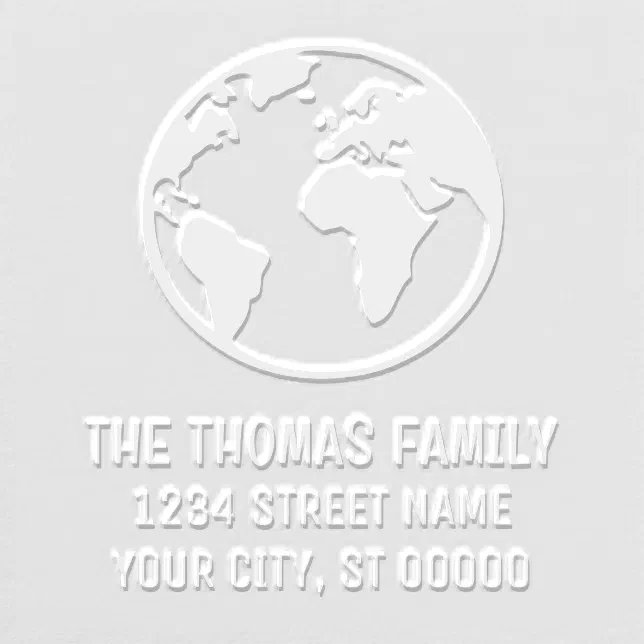 Elegant Earth World Globe Map Name Address Embosser | Zazzle