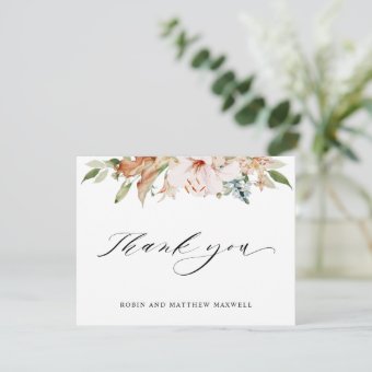 Elegant Earthy Blooms Wedding Thank You | Zazzle