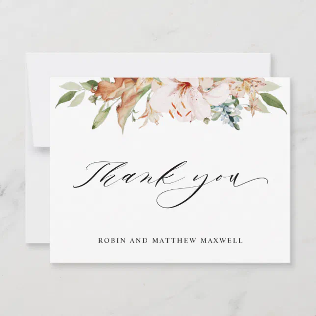 Elegant Earthy Blooms Wedding Thank You | Zazzle