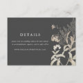 Elegant Earthy Floral Dark Grey Wedding Details Enclosure Card | Zazzle