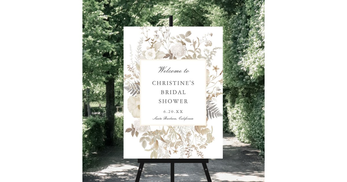 Elegant Earthy Floral Frame Bridal Shower Welcome Foam Board | Zazzle