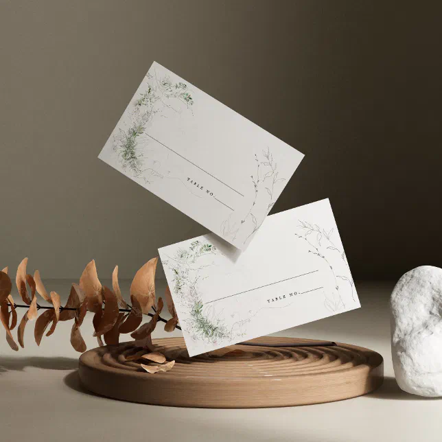 Elegant Earthy Greenery Watercolor Wedding Place Card | Zazzle