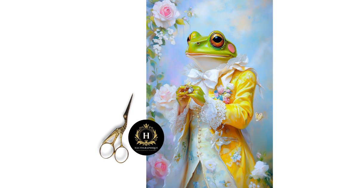 Elegant Easter Frog in Yellow Coat Decoupage Tissue Paper | Zazzle