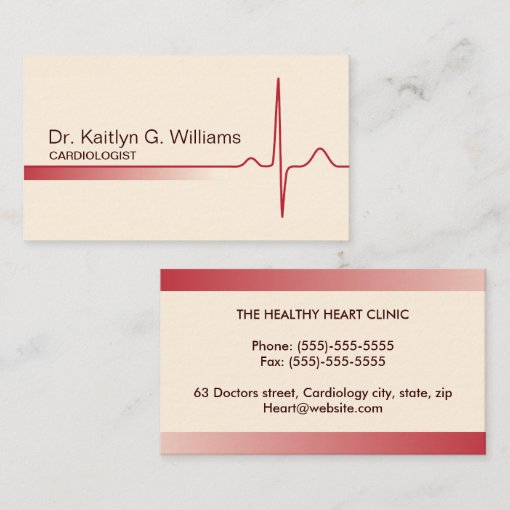 Elegant ECG wave cardiologist business card | Zazzle