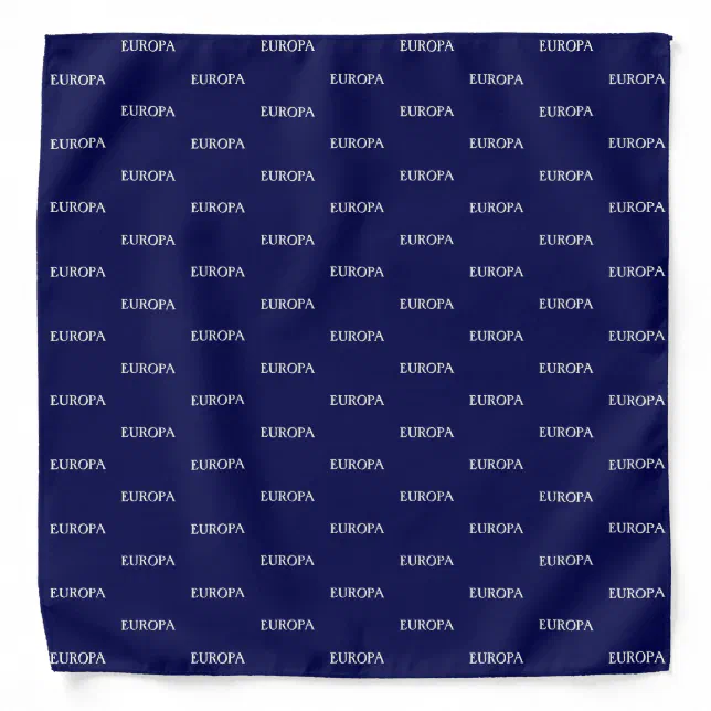 Elegant editable Europa text on navy blue Bandana | Zazzle