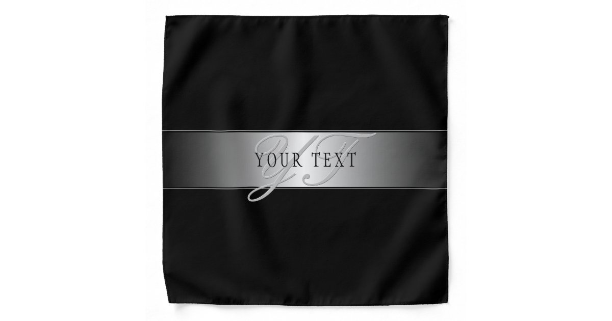 Elegant Editable Monogram Script Writing | Black Bandana | Zazzle
