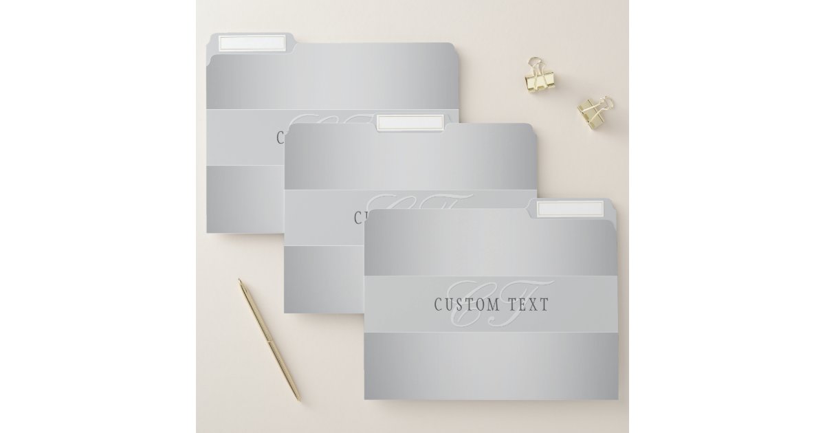 Elegant Editable Monogram Script Writing | Grey File Folder | Zazzle