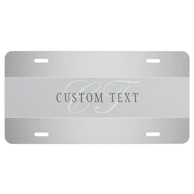 Elegant Editable Monogram Script Writing | Grey License Plate | Zazzle