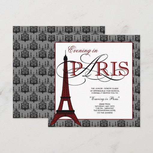 Elegant Eiffel Tower Paris Prom Invitation | Zazzle