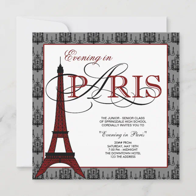Elegant Eiffel Tower Paris Prom Invitation | Zazzle