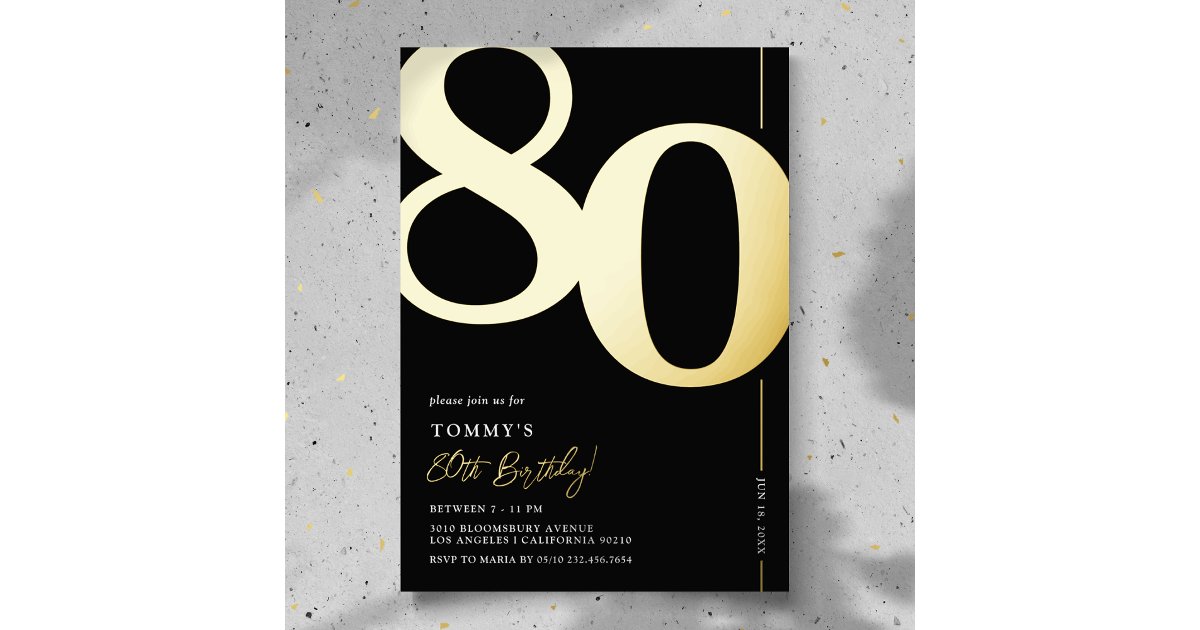 Elegant Eighty 80th Birthday Party Foil Invitation | Zazzle