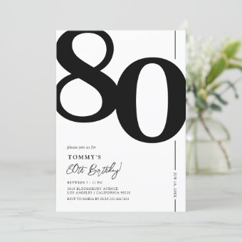 Elegant Eighty 80th Birthday Party Invitation | Zazzle