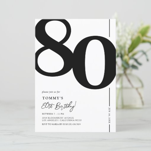 Elegant Eighty 80th Birthday Party Invitation | Zazzle