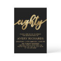 Elegant Eighty Gold Script Black 80th Birthday Invitation | Zazzle