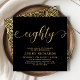Elegant Eighty Gold Script Black 80th Birthday Invitation | Zazzle