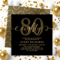 Elegant Eighty Gold Script Black 80th Birthday Invitation | Zazzle