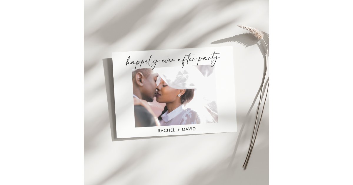 Elegant Elopement Party Photo Wedding Reception Invitation | Zazzle