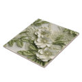 Elegant Embossed 3D Floral Relief Ceramic Tile | Zazzle