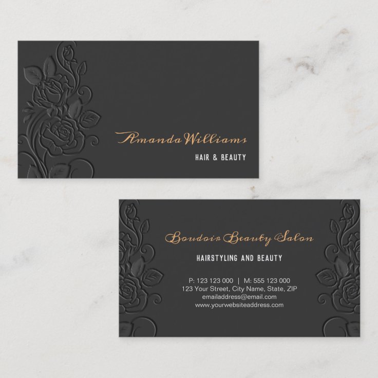 Elegant Embossed Roses Business Card | Zazzle