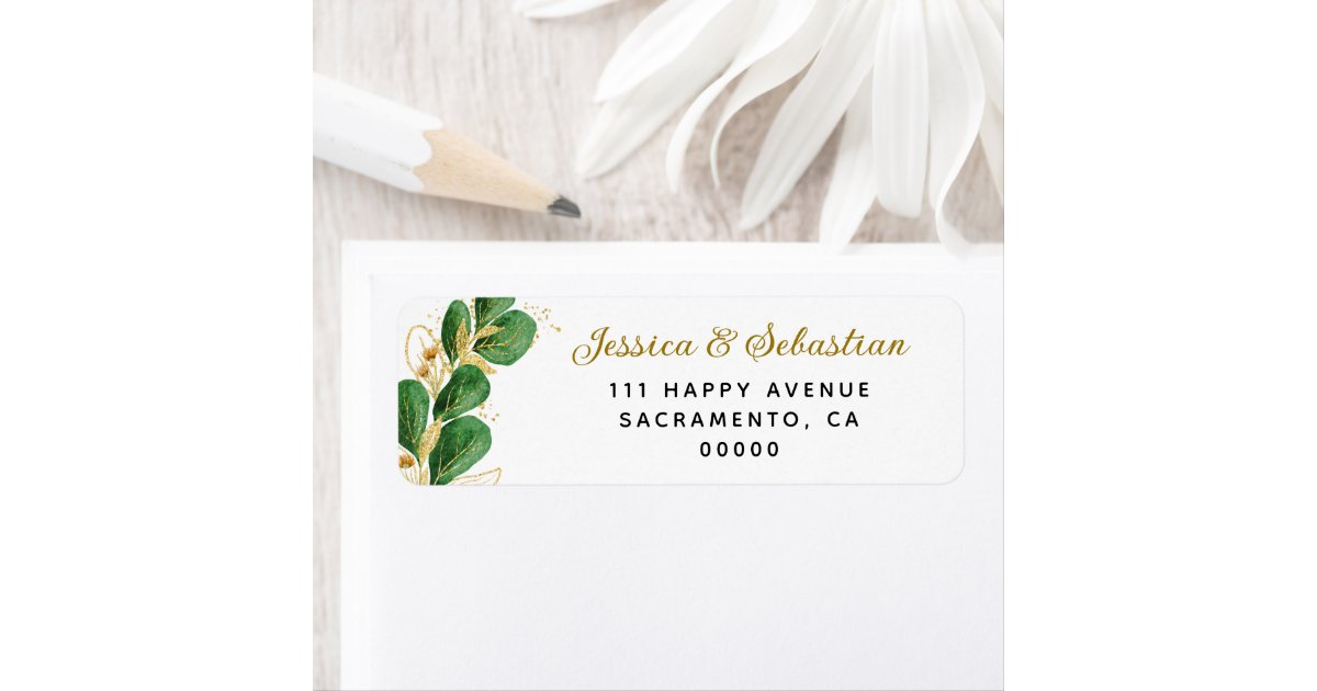 Elegant Emerald Eucalyptus Greenery Label | Zazzle