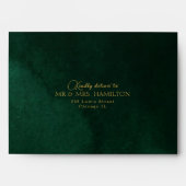 elegant Emerald gold Calligraphy Minimal Wedding Envelope | Zazzle