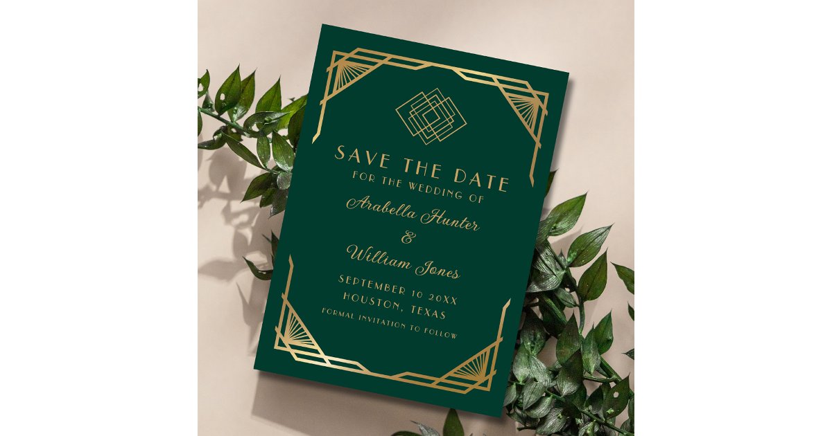 Elegant Emerald Green Calligraphy Script Save The Date | Zazzle