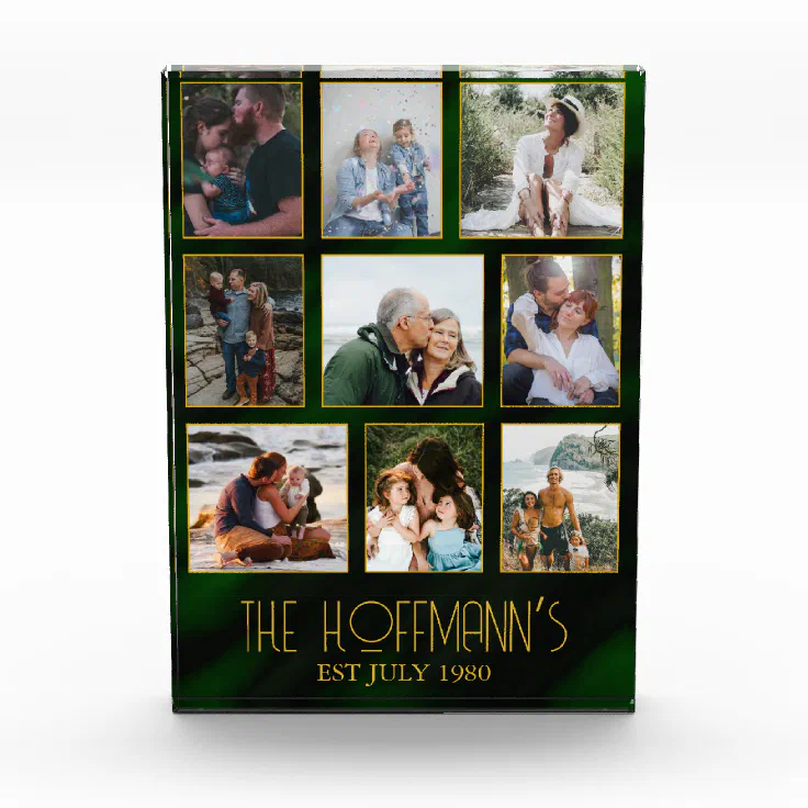 Elegant Emerald Green Gold Frame Photo Collage | Zazzle