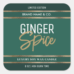 Elegant Emerald Green Gold Glitter Modern Candle Square Sticker | Zazzle